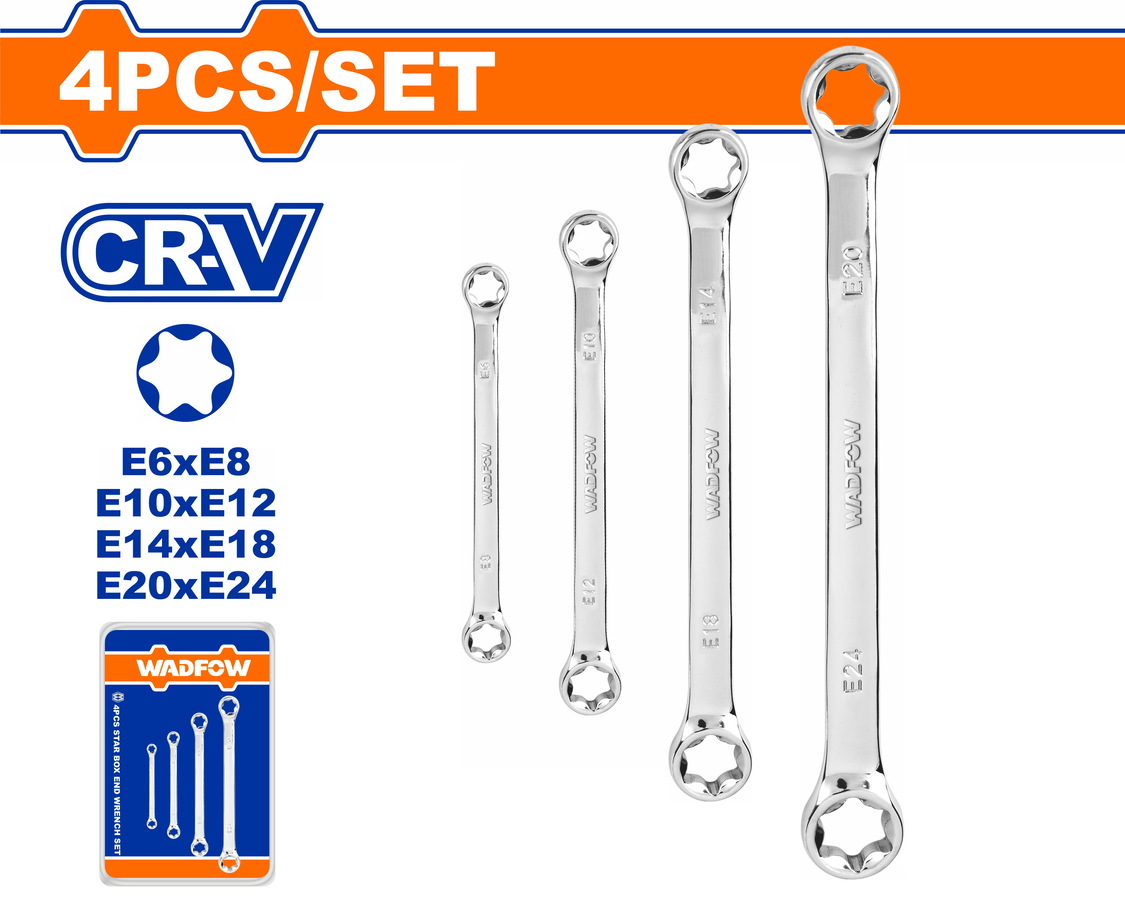 WADFOW 4 Pcs Star box end wrench set (WFR2404) - Wadfow