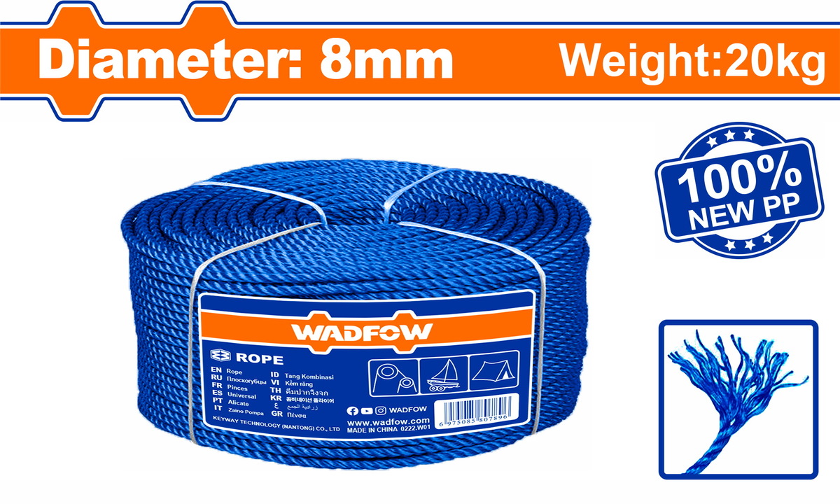 WADFOW Rope ΡΡ 8mm / 740m / 20Kg (WRZ2308) - Wadfow