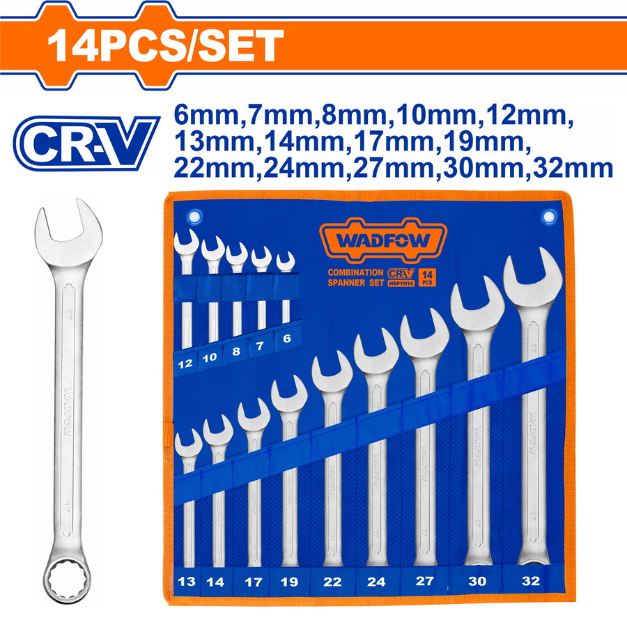 WADFOW 14 Pcs Combination spanner set 6-32mm (WSP1M14) - Wadfow